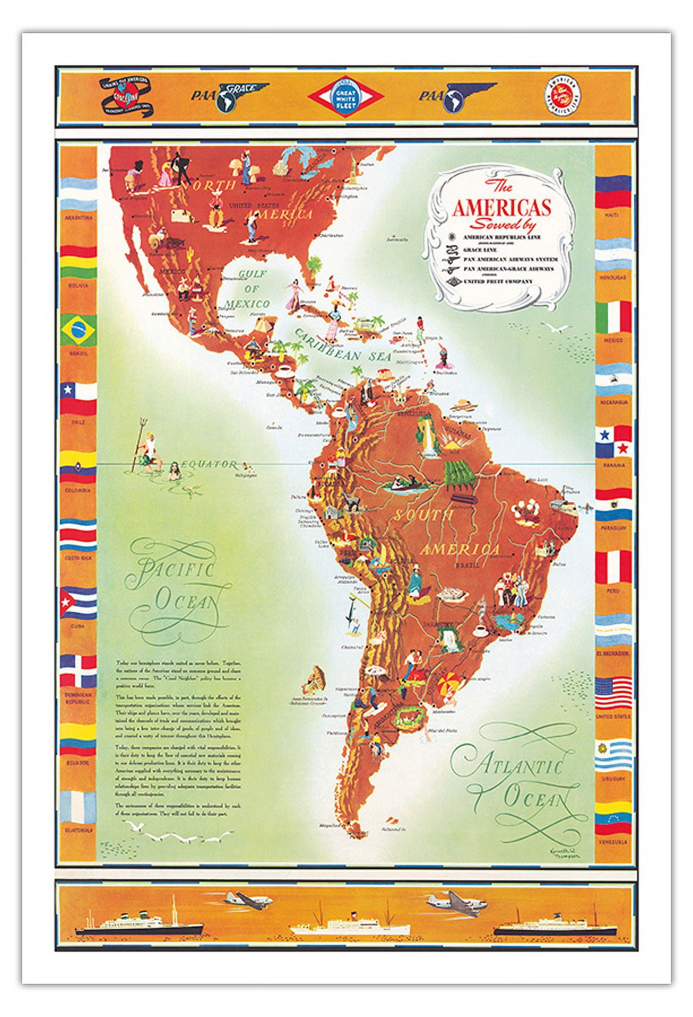 The Americas United Fruit Company - Vintage Airline Travel Poster by ...