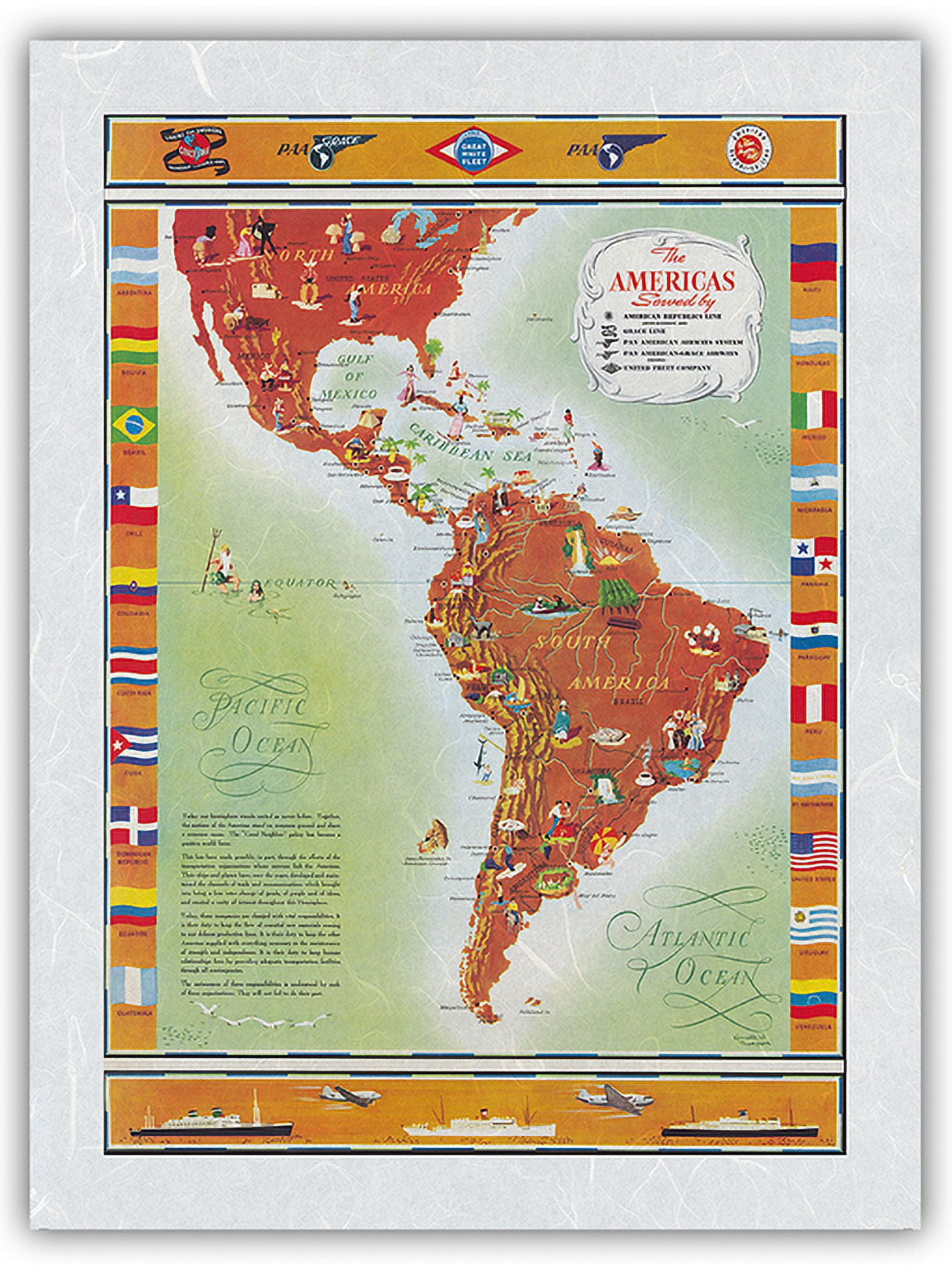 The Americas - Pan American Airways United Fruit Company - Vintage ...