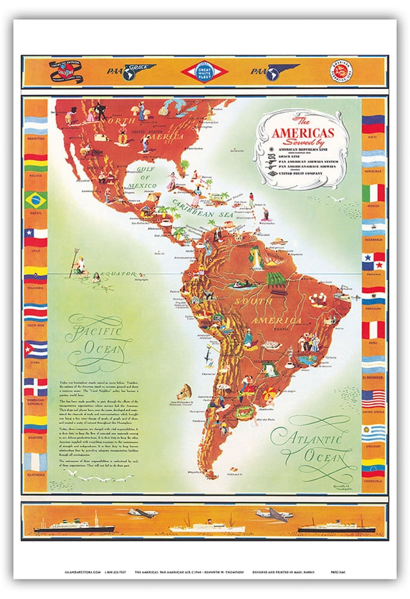 The Americas United Fruit Company - Vintage Airline Travel Poster by ...