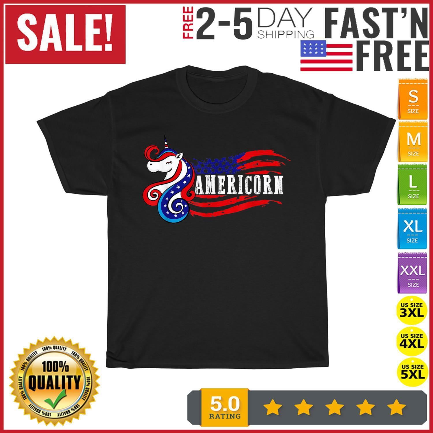 Americorn Unicorn Fourth of July USA Flag Labor Memorial Day T Shirt ...