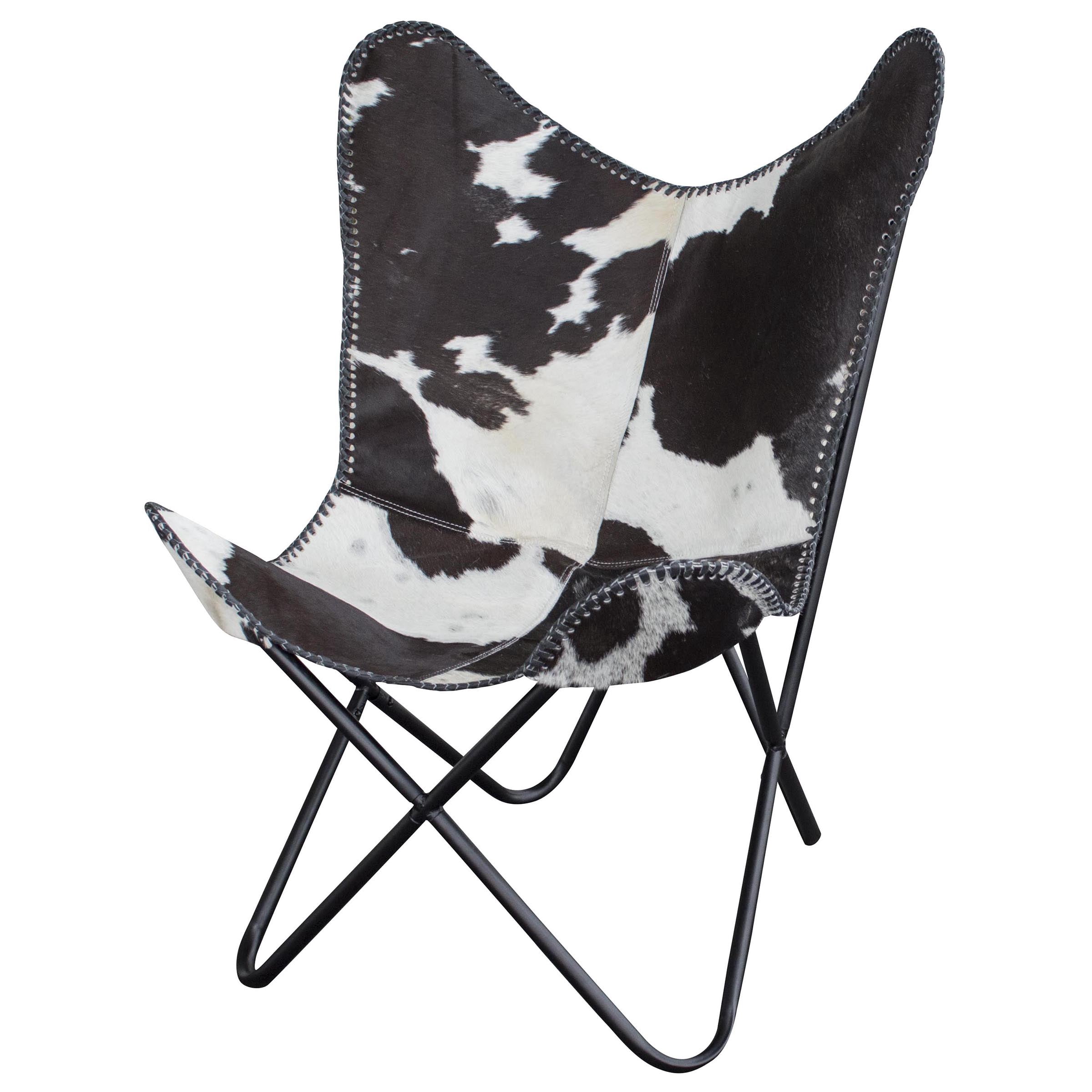 Amerihome Leather Butterfly Chair in Natural Hide - Walmart.com