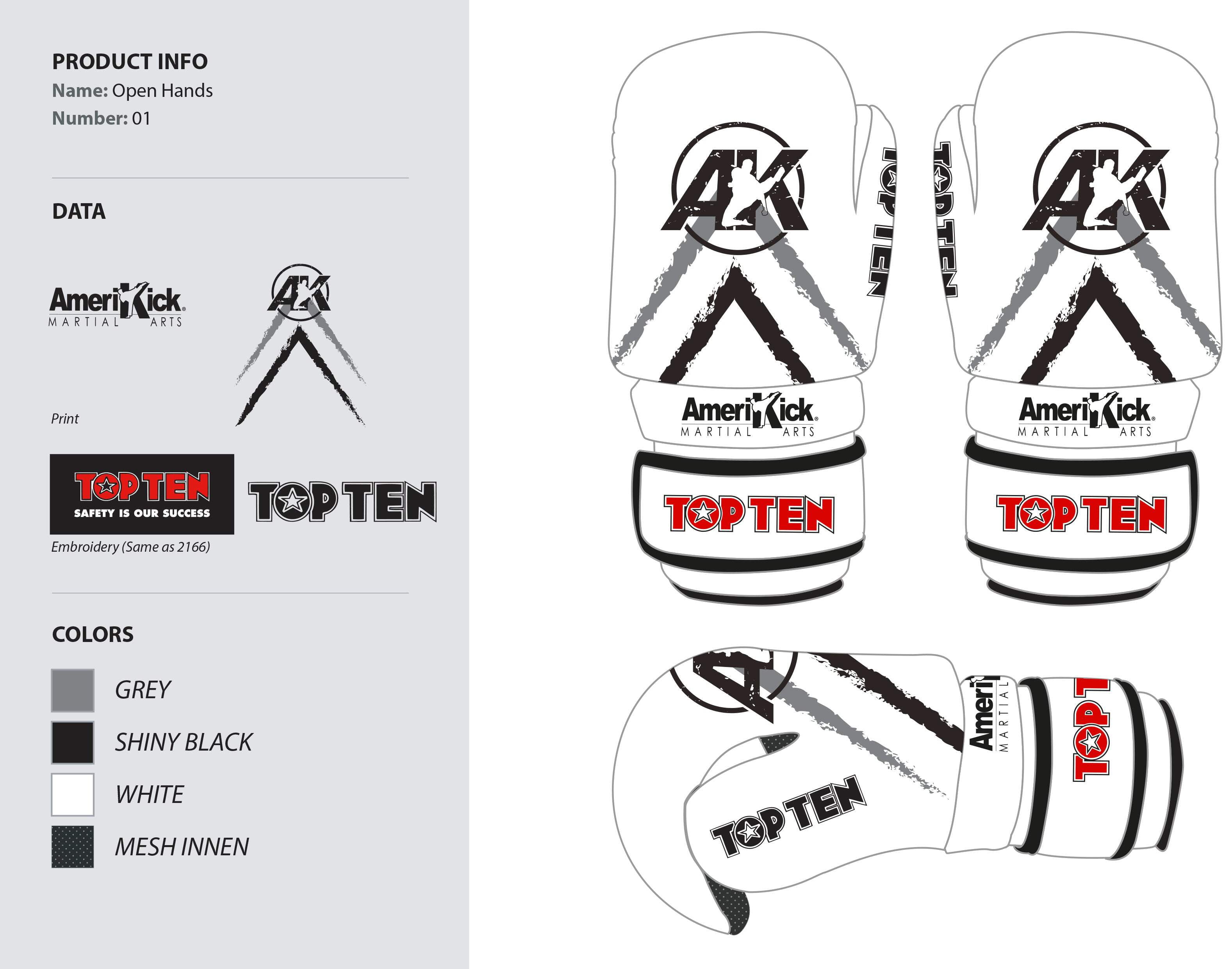 Amerikick Top Ten Open Gloves model 2022-2023, 21656-622 - Walmart.com