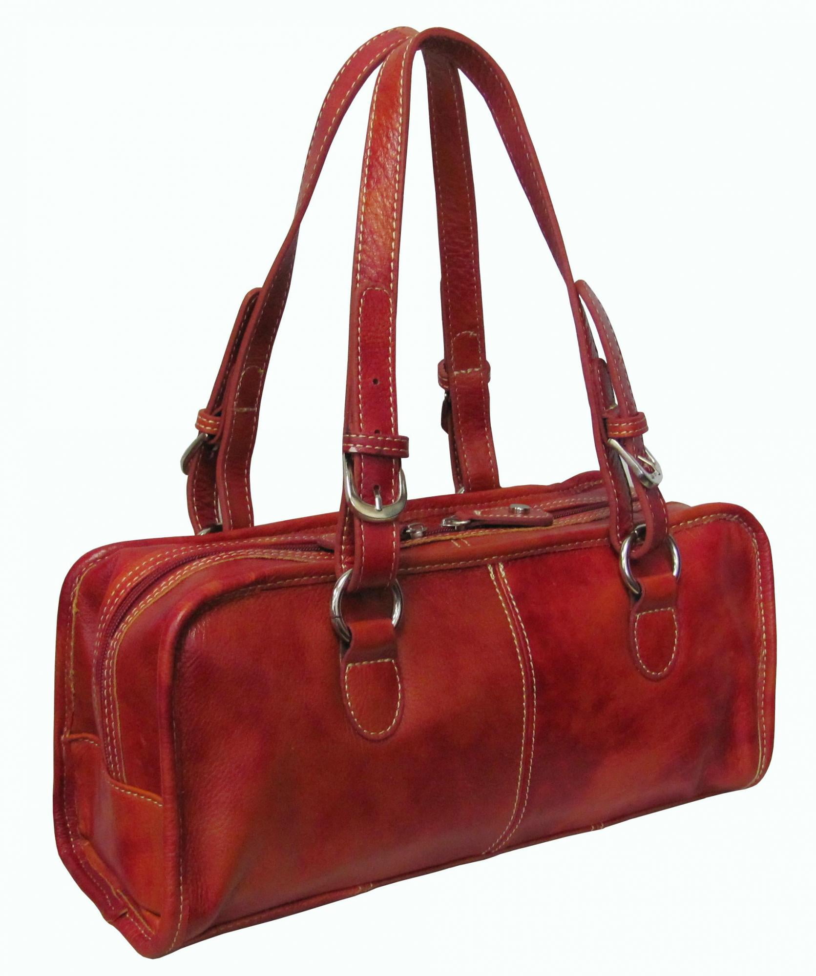 Amerileather Classy Belt Stitched Leather Satchel - Walmart.com