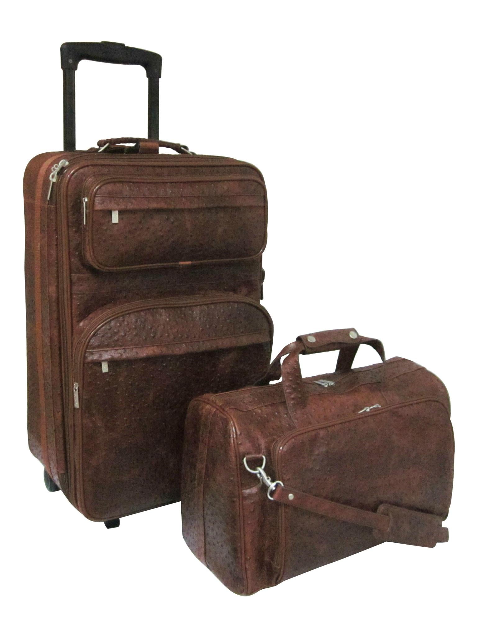 Amerileather Lightweight Leather 2-Piece Suitcase Set with Front ...