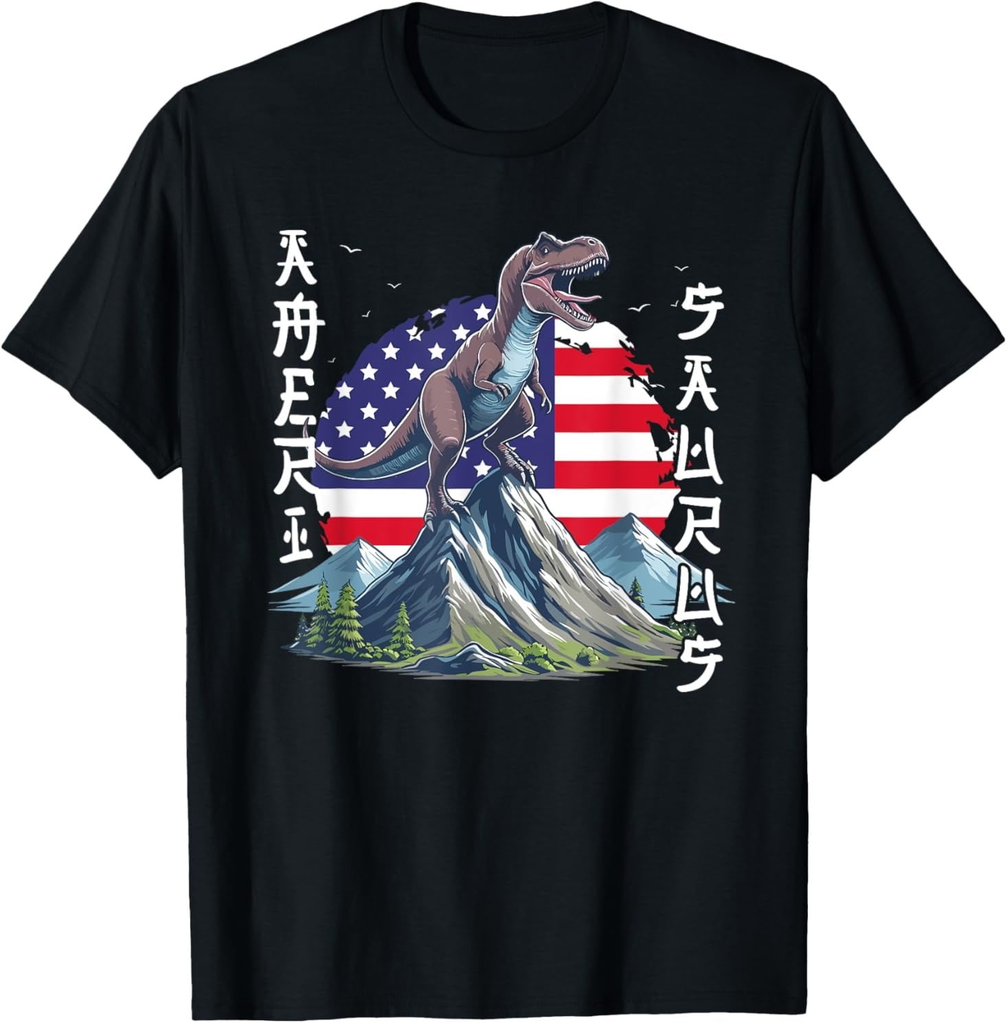 Amerisaurus T-Rex Shirt – USA Flag Dinosaur with Japanese Art Style ...