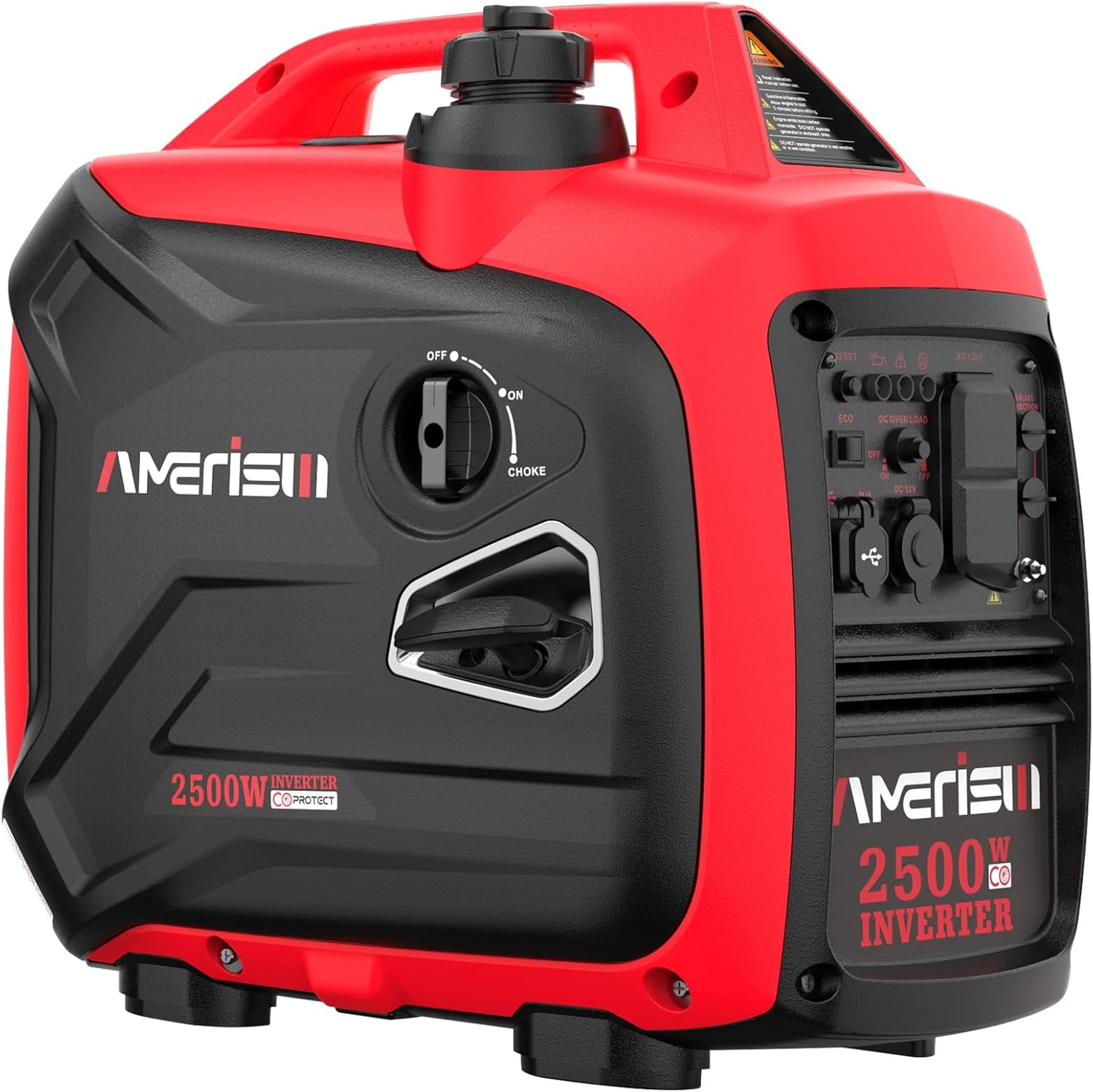 Amerisun 2500-Watt Gas Powered Portable Inverter Generator with CO ...