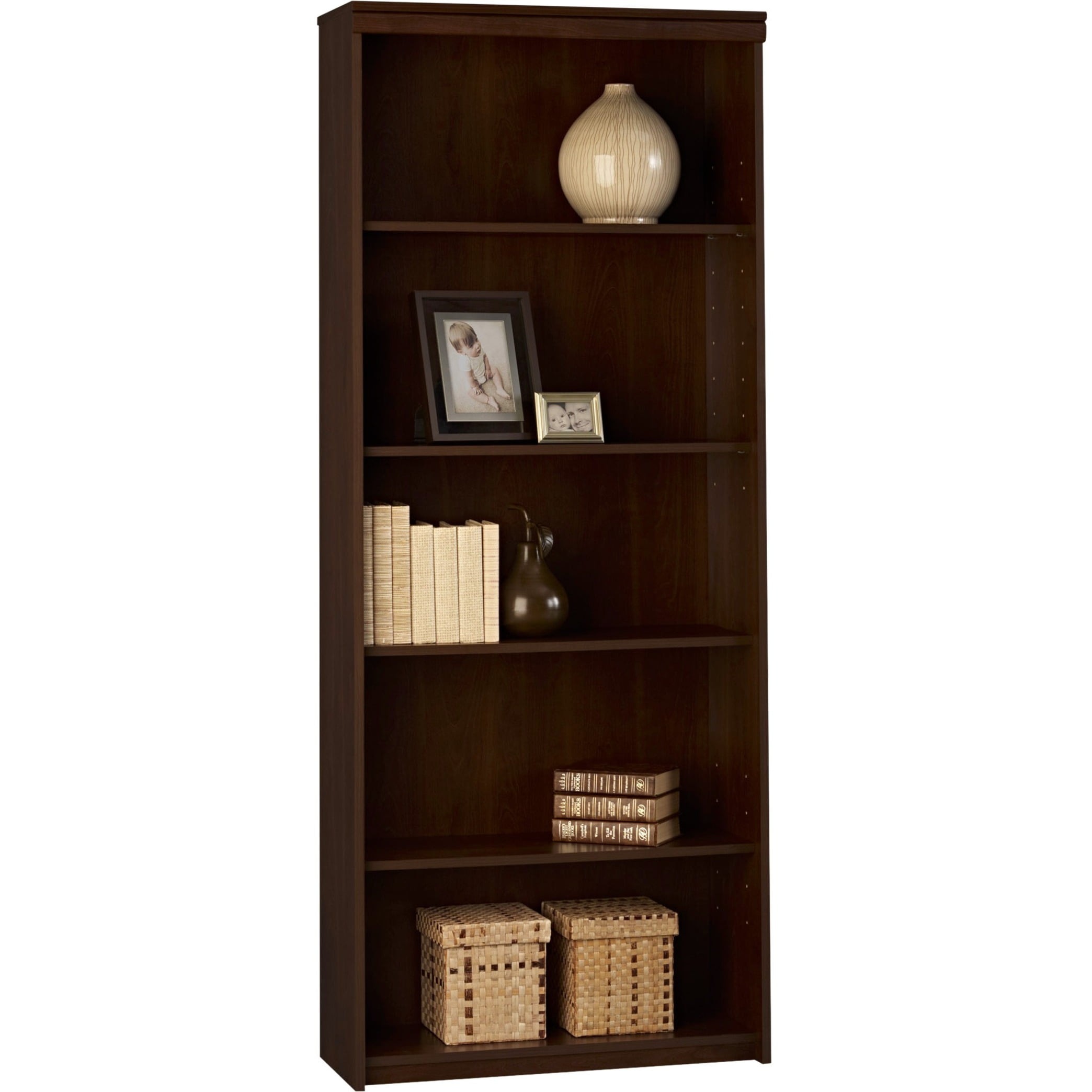 Ameriwood 5-Shelf Bookcase in Resort Cherry Finish - Walmart.com