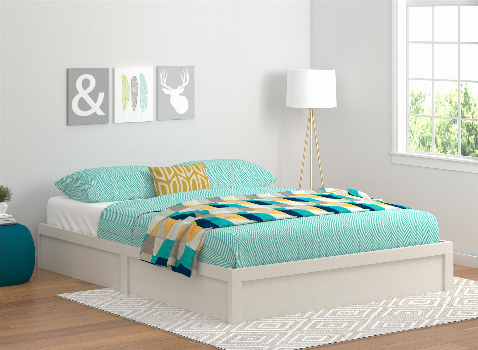 Ameriwood Home Austin Full Platform Bed Frame, Vintage White - Walmart.com