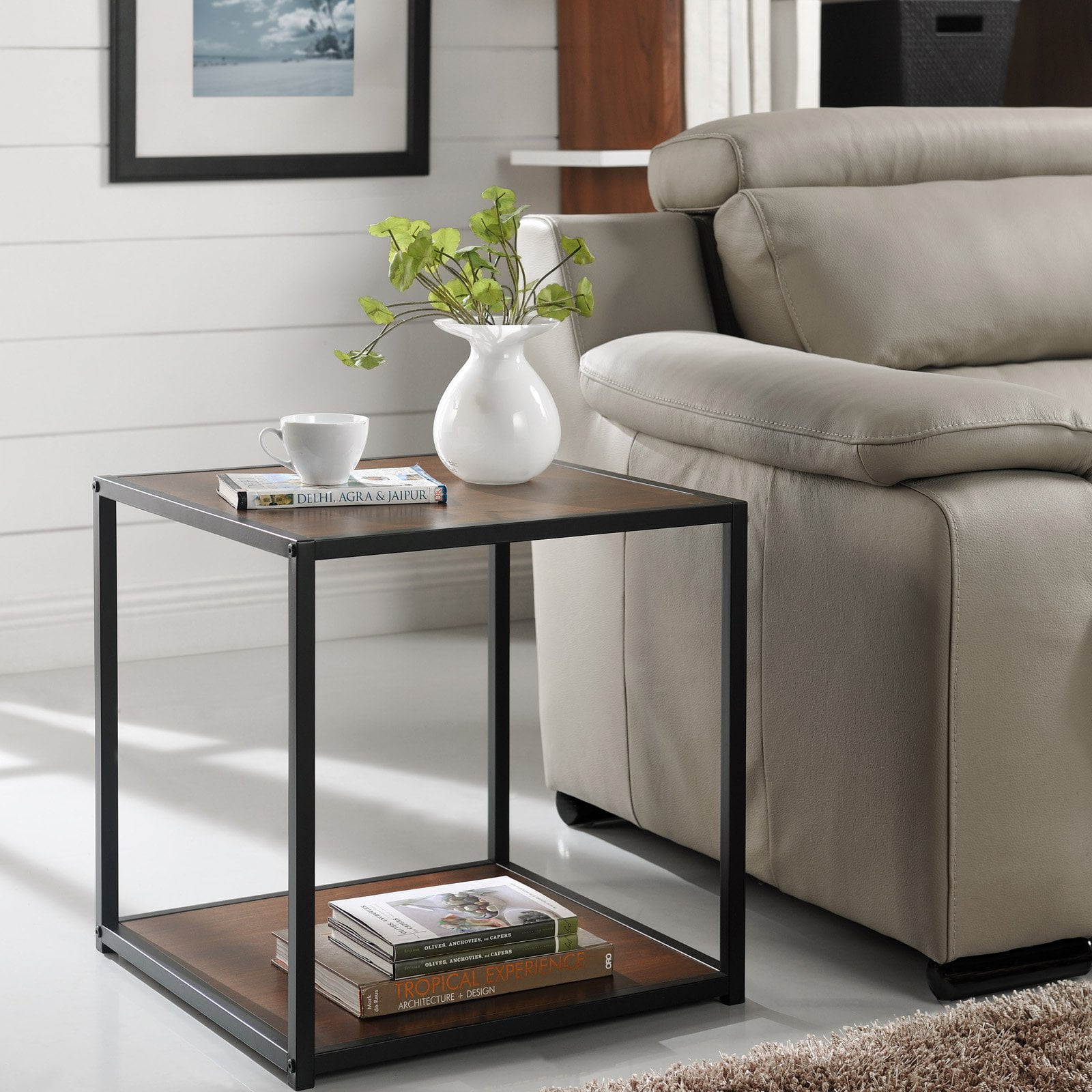 Ameriwood Home Canton Accent Table with Metal Frame, Cherry - Walmart.com