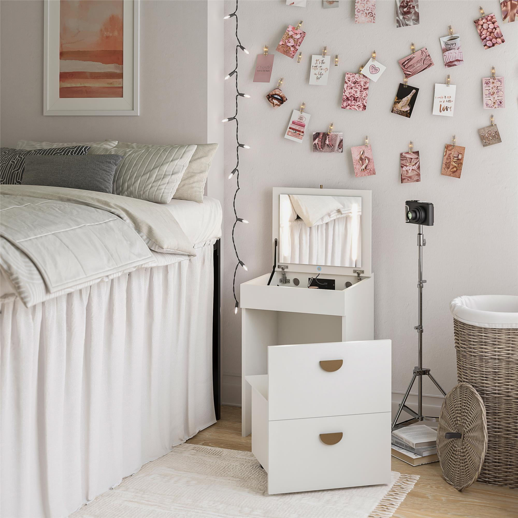 Ameriwood Home Compact 3-in-1 Vanity Set, Makeup Storage Desk & Stool ...