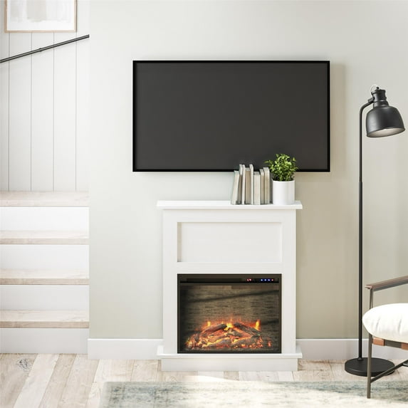 Ellsworth Electric Fireplace with Mantel, White - Walmart.com