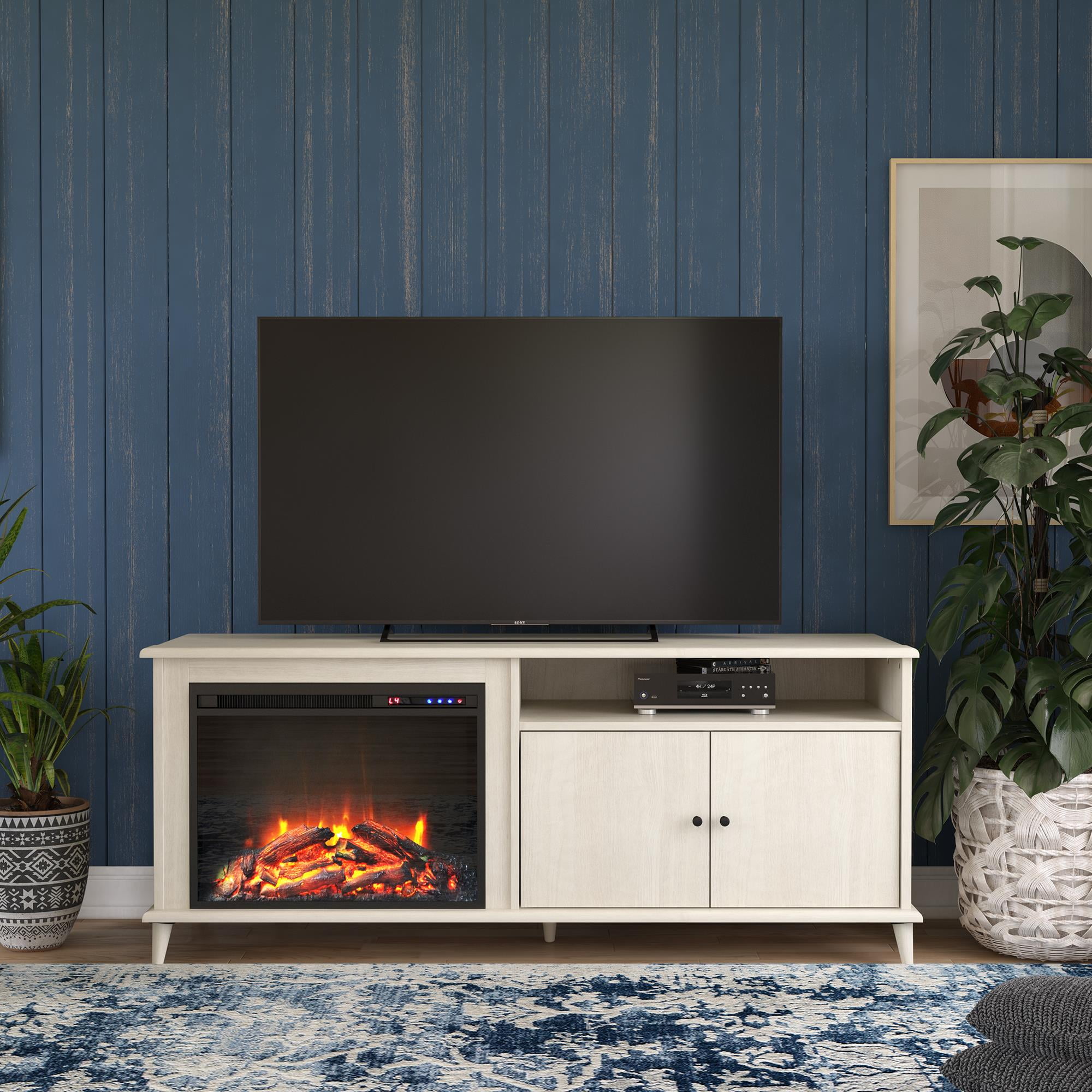 Ameriwood Home Farnsworth Fireplace TV Stand for TVs up to 65", Ivory Oak - Walmart.com