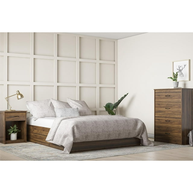 Free Shipping! Ameriwood Home Full Platform Bed with Drawers, Walnut - Walmart.com