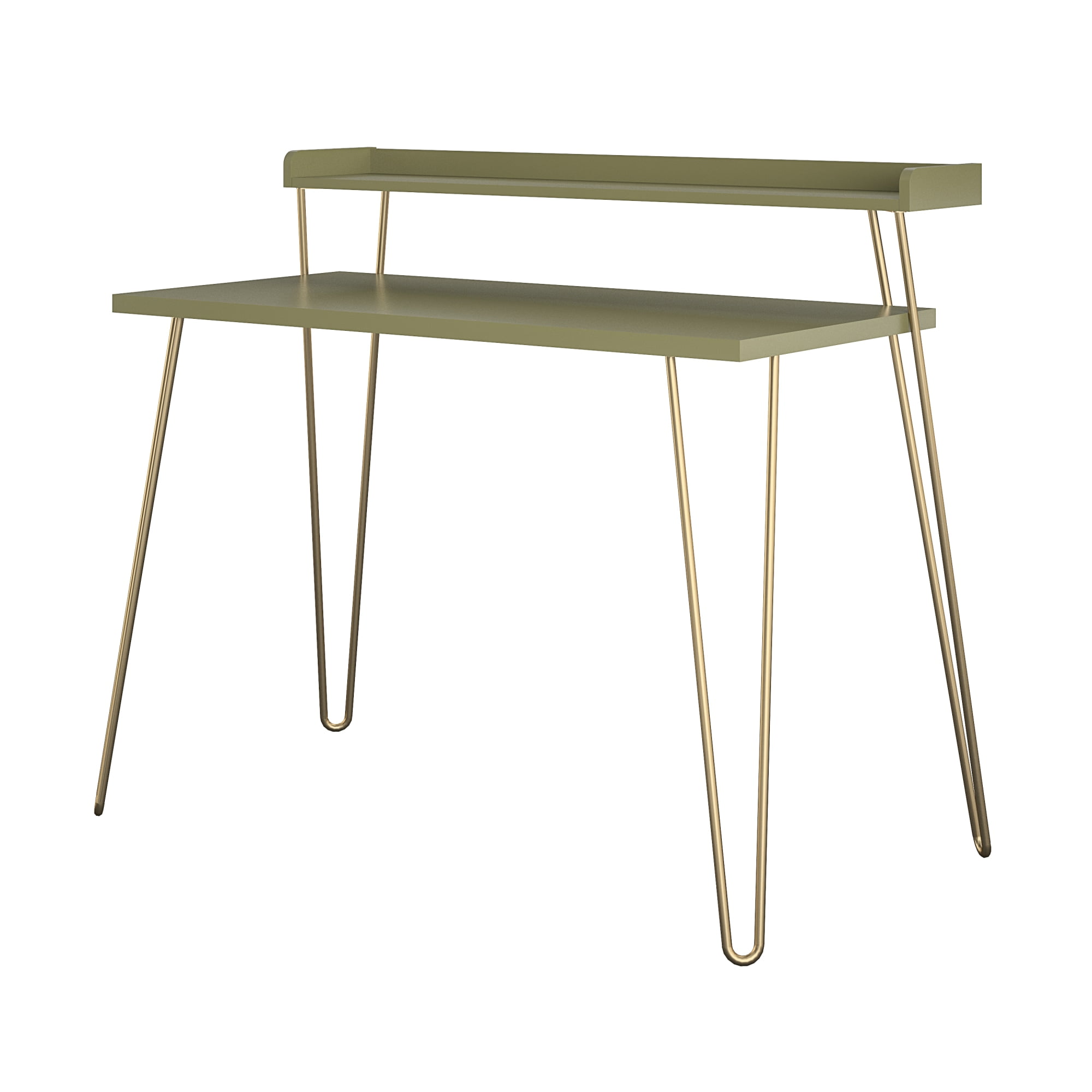 Ameriwood Home Haven Retro Computer Desk with Riser in Olive Green ...