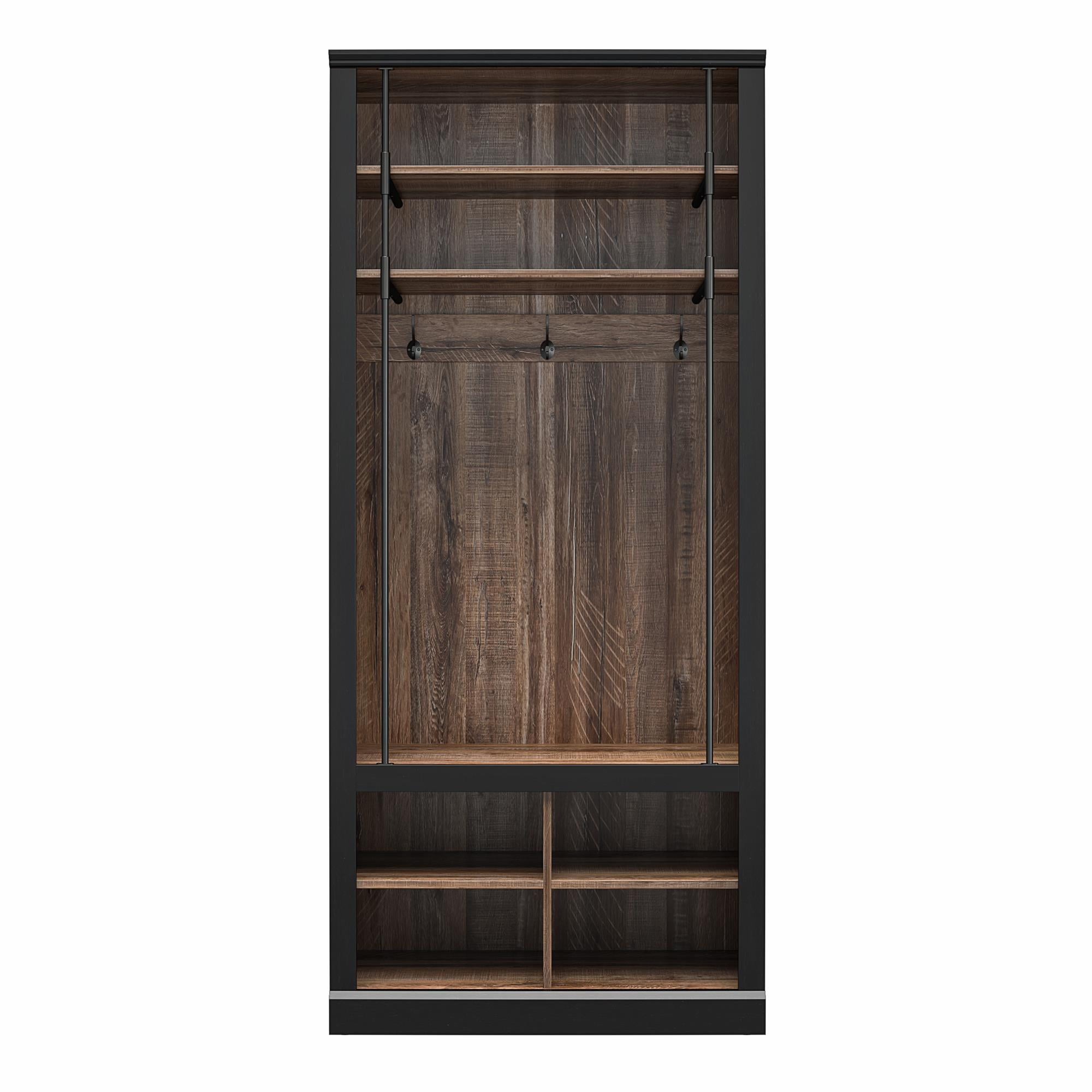 Ameriwood Home Hoffman Entryway Hall Tree with Bench and Storage ...