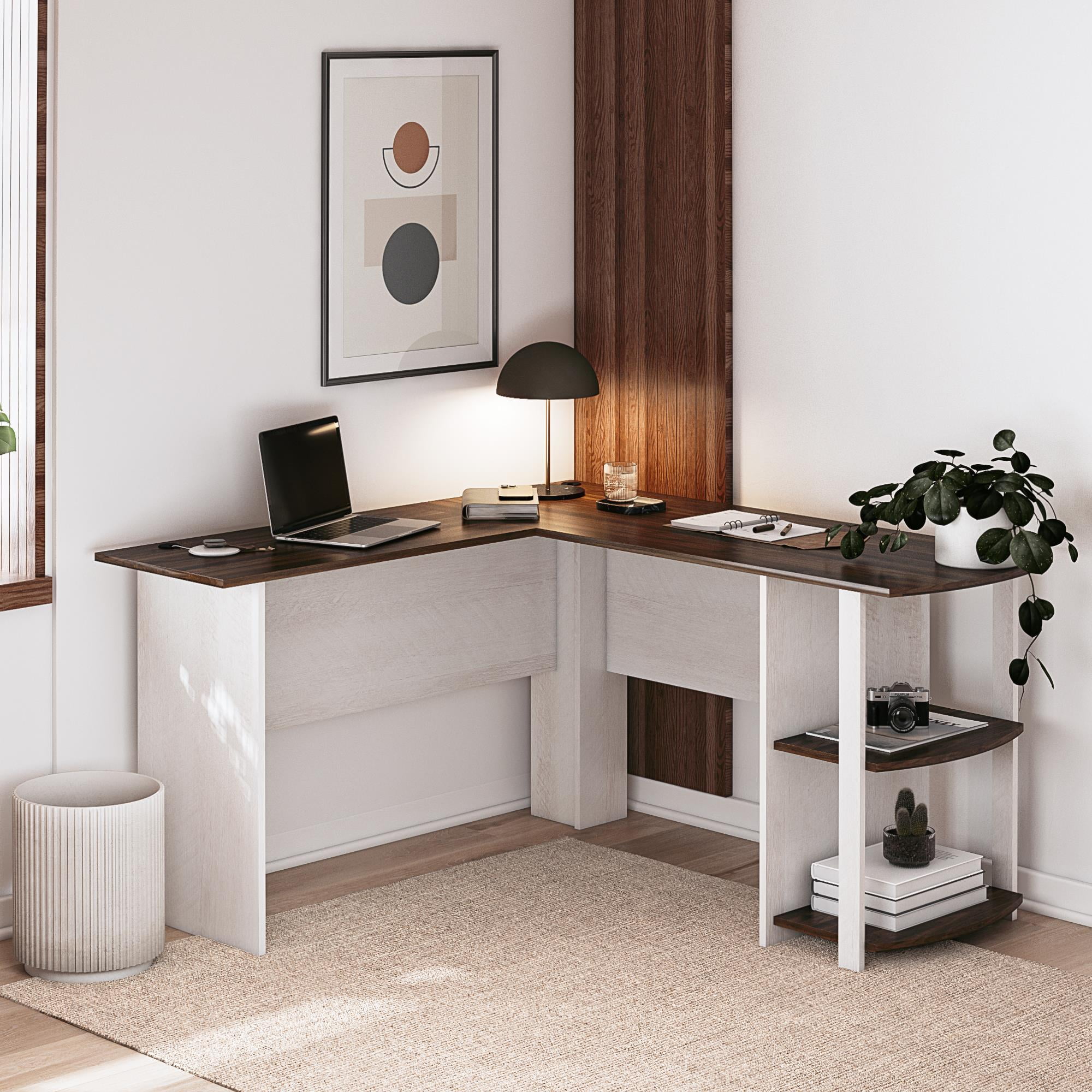 Ameriwood Home L Shaped Desk with Side Storage, Magnolia Oak/Columbia ...