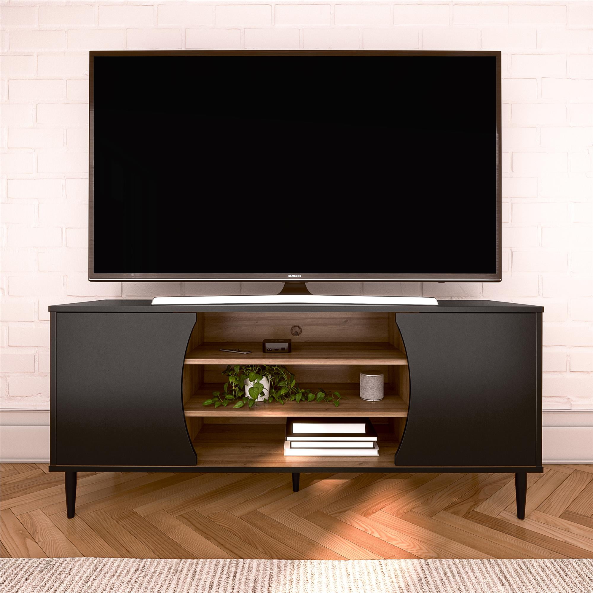 Ameriwood Home Lismore Console for TVs up to 65", Black and Natural ...