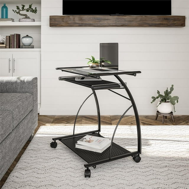 Ameriwood Home Mobile Computer Cart/Desk, Black - Walmart.com