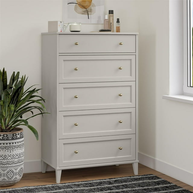 Ameriwood Home Monticello Tall 5 Drawer Wood Dresser, Taupe - Walmart.com