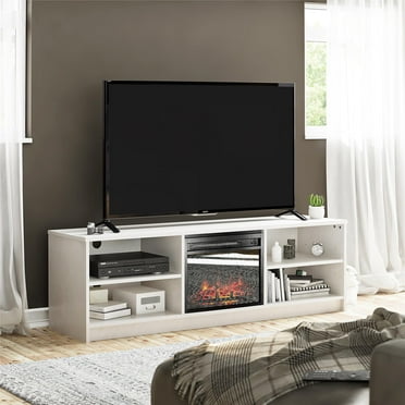 Ameriwood Home Ashton Lane Electric Fireplace TV Stand for TVs up to 65", Magnolia Oak/Columbia ...