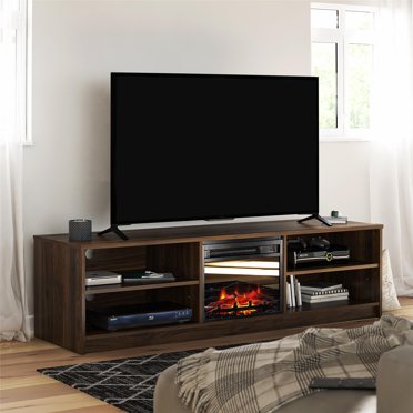 Shop Mainstays Fireplace TV Stand, for TVs up to 75", Walnut - Great ...