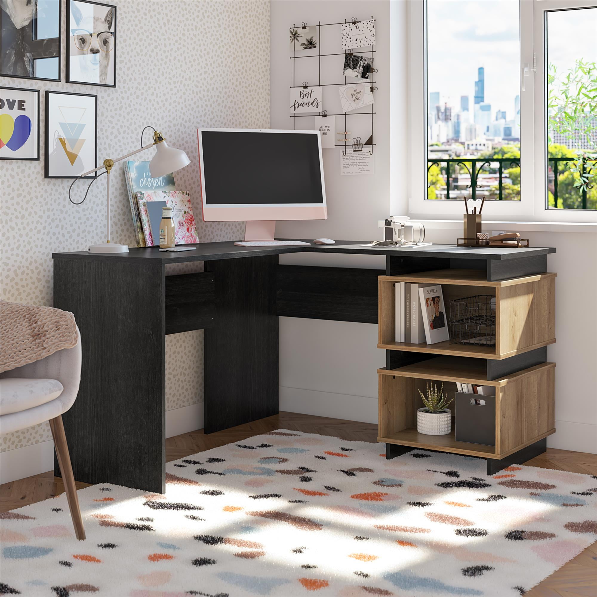 Nelson 2 Way Desk, Black Oak and Natural - Walmart.com