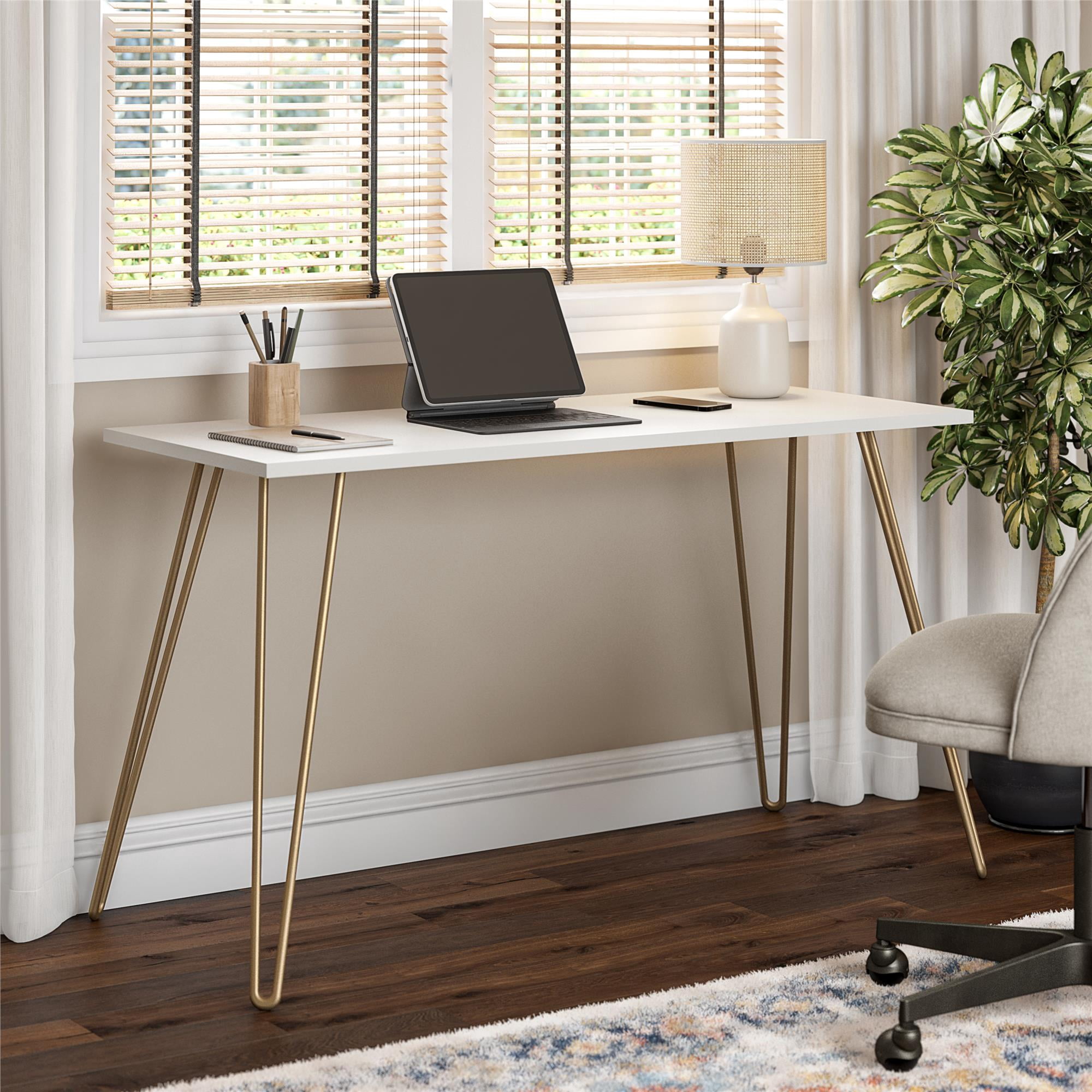 Ameriwood Home Owen Writing Desk, White & Gold - Walmart.com