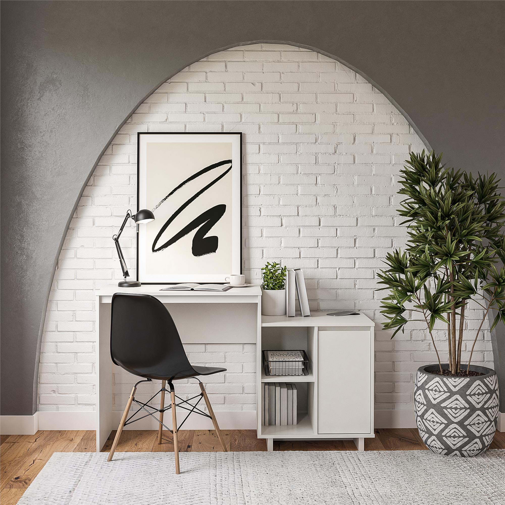 Ravelston Computer Desk / Cabinet Combo with Wireless Charging Port ...