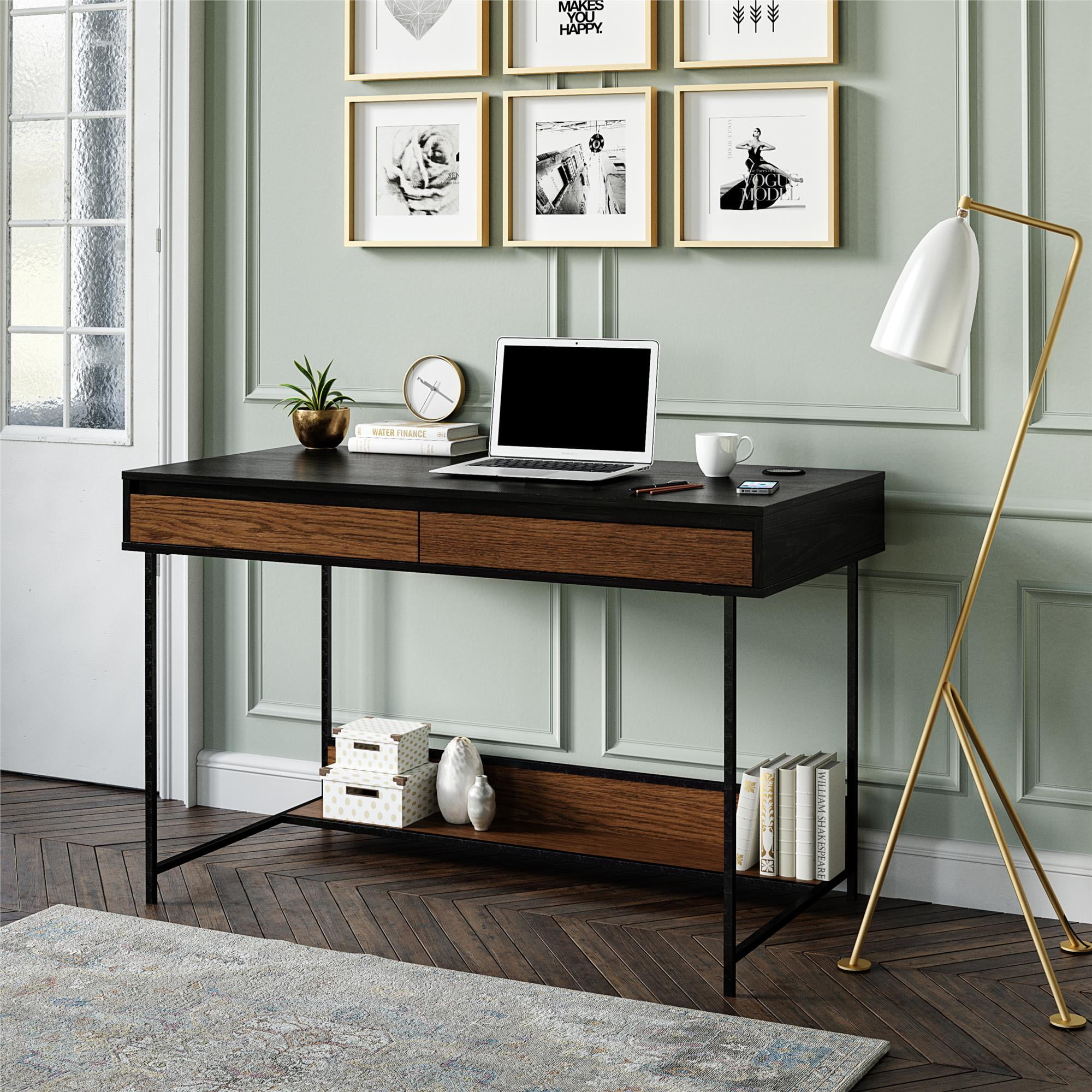 Reznor Computer Desk, Black Oak - Walmart.com