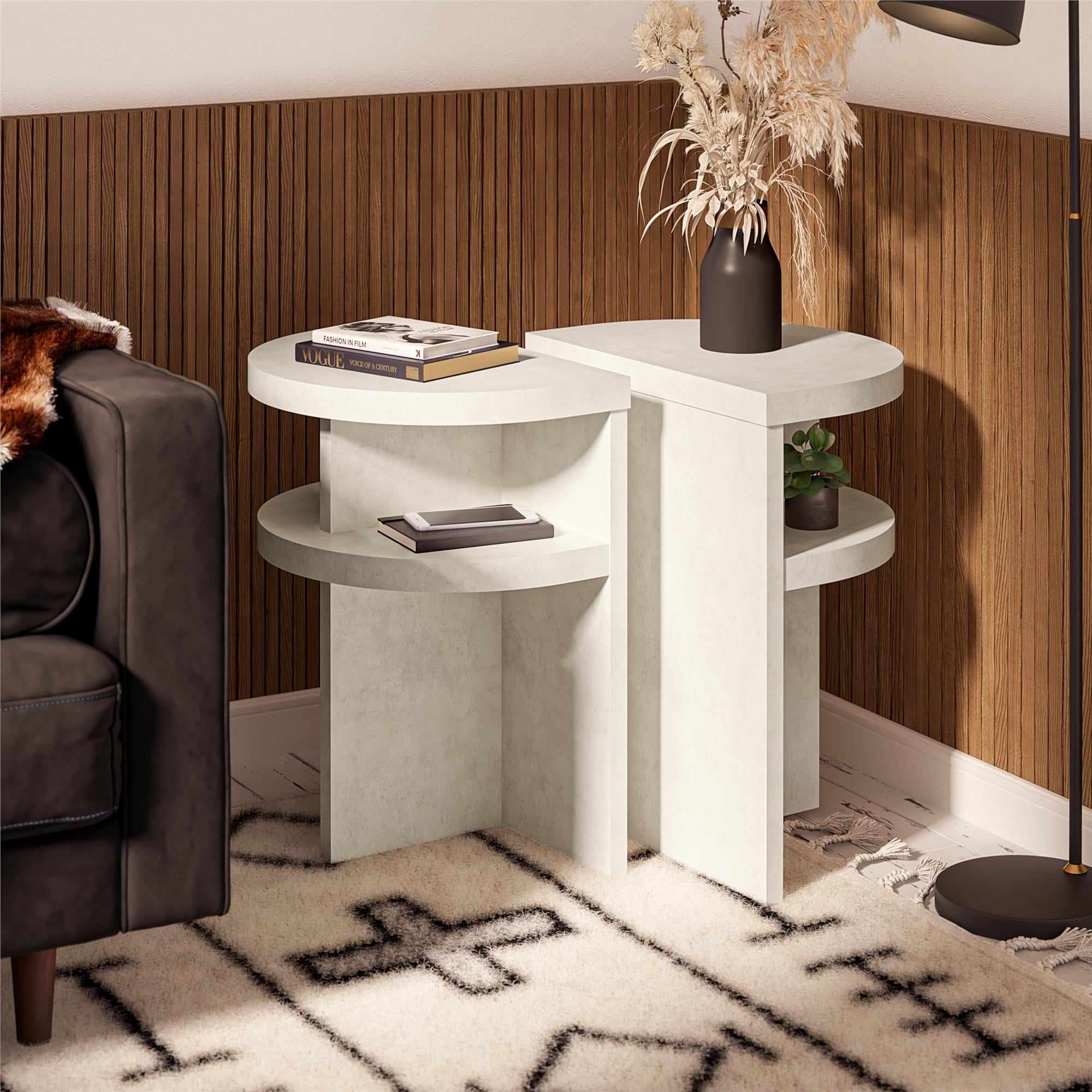 Ameriwood Home Zander End Tables, Set of 2, Faux Plaster - Walmart.com