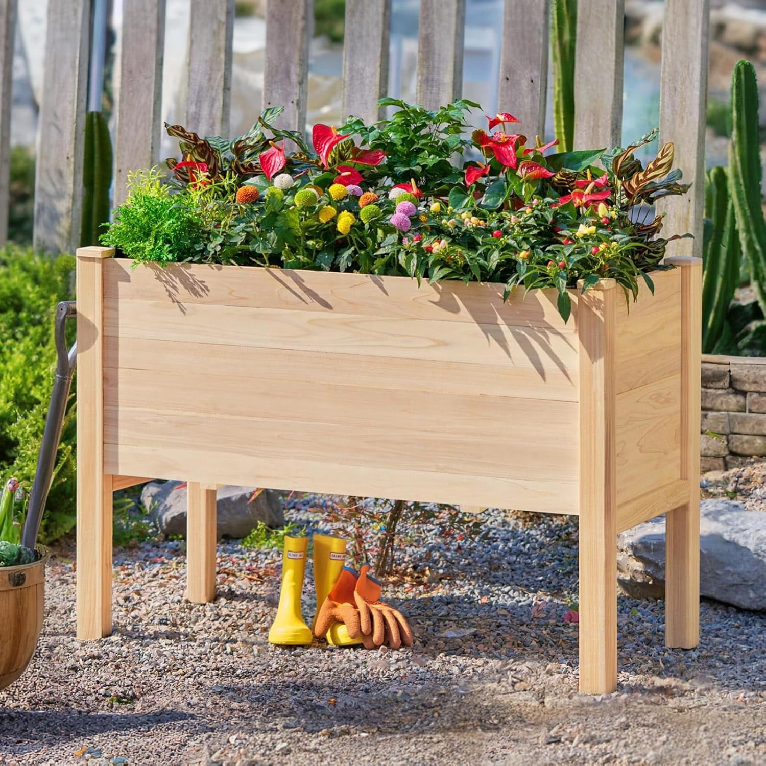 Amerlife 4x2 Ft Raised Garden Bed - Features Legs, Drainage Holes, 16 ...