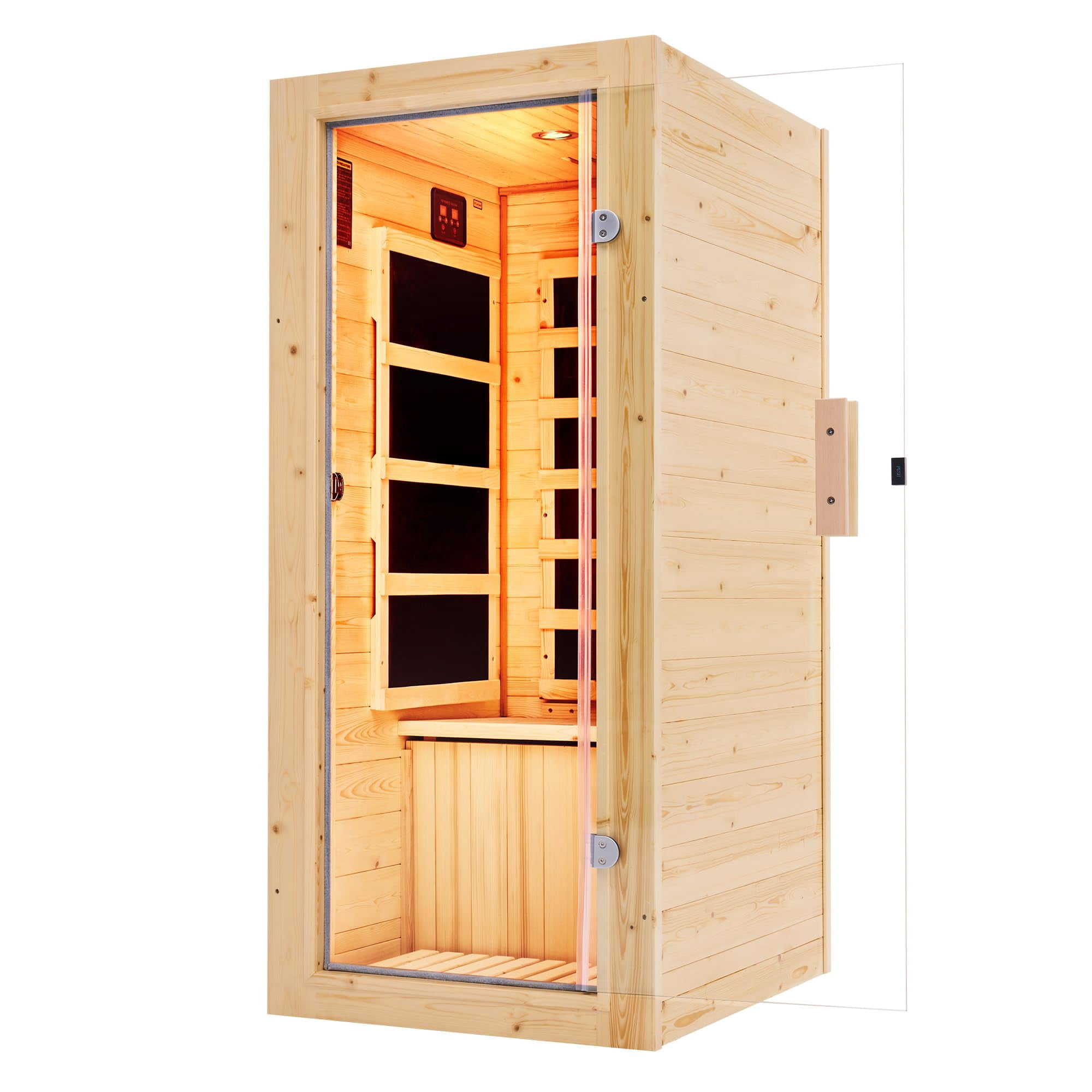 Amerlife Infrared Sauna 1 Person for Home, Spruce Wood Dry Sauna with ...
