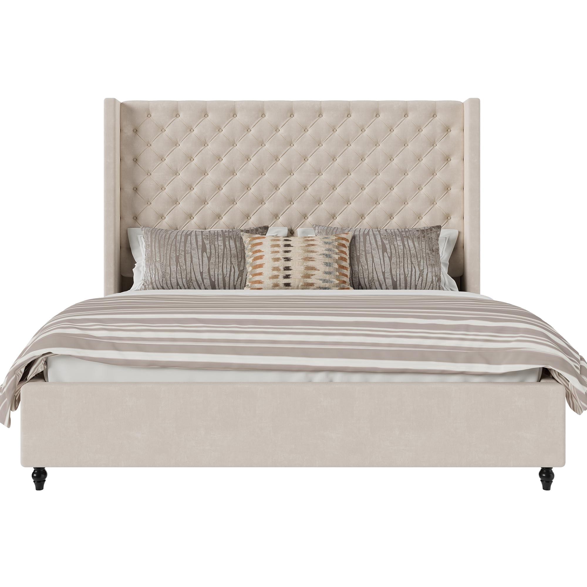 Amerlife King Size Bed Frame with 65" Tall Headboard, Upholstered ...