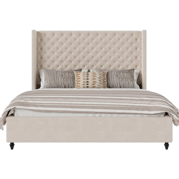 Amerlife King Size Bed Frame with 65" Tall Headboard, Upholstered ...