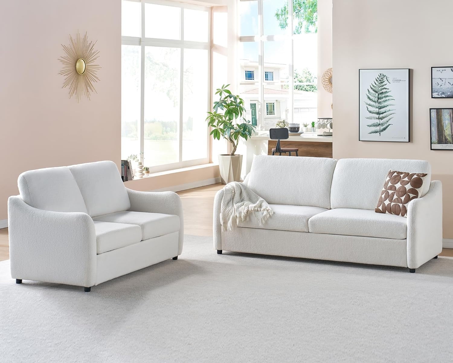 VANACC Modern Couch with Curved Armrest, 2 Piece Couch Set for Living ...