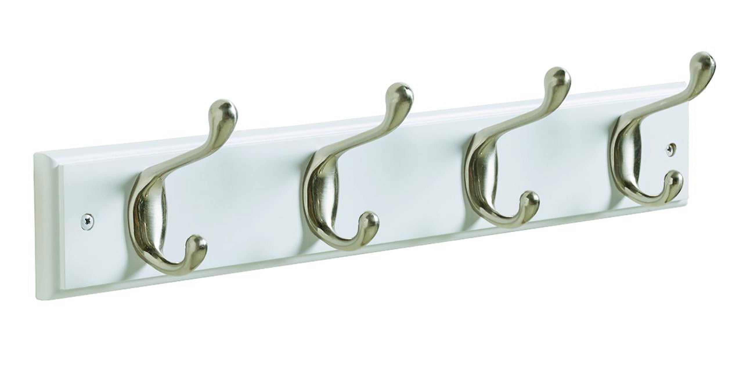 Amerock 18 in (457 mm) 4 Hook White/Satin Nickel Hook Rack - Walmart.com