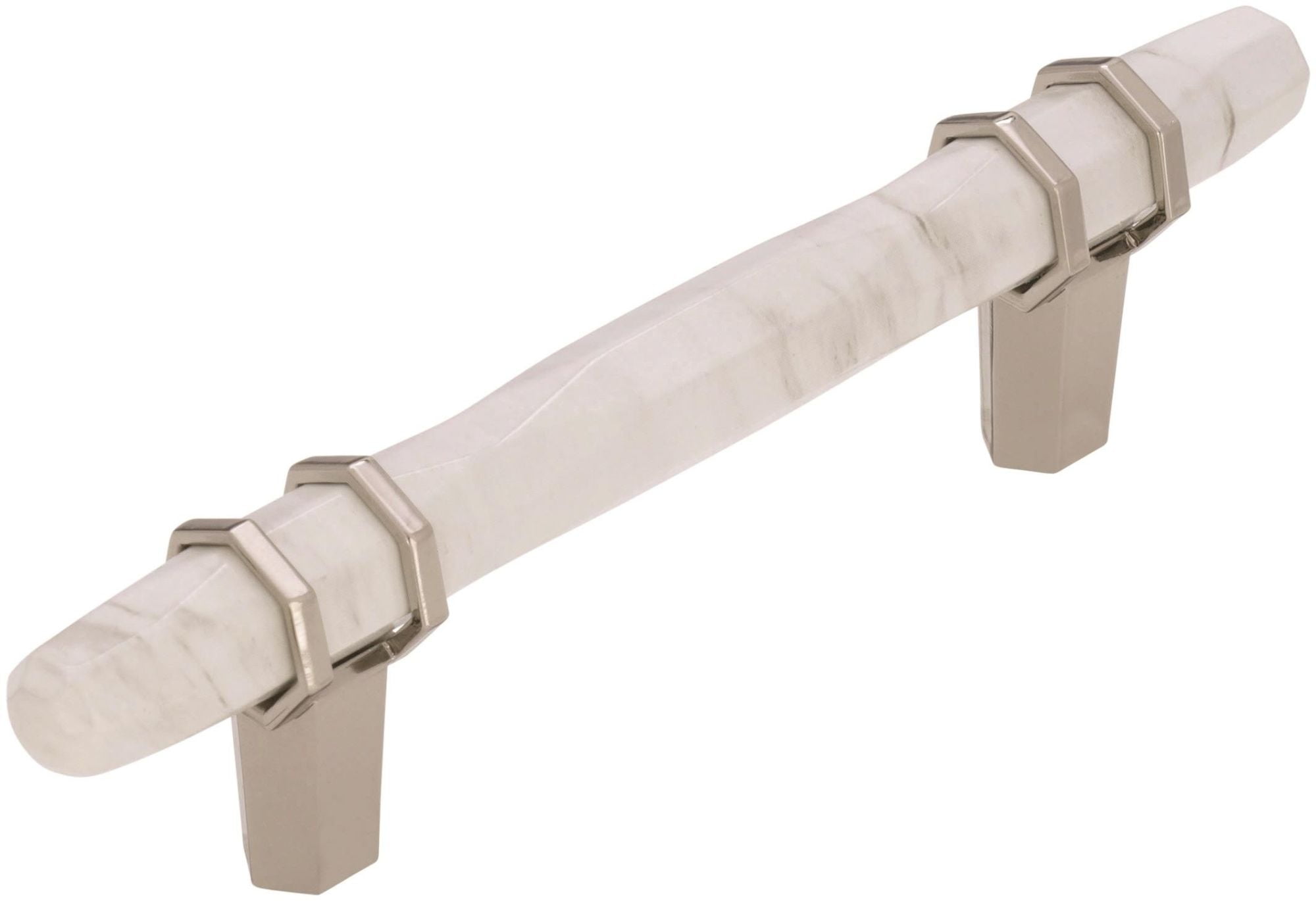 Carrione 3-3/4 in (96 mm) Center-to-Center Marble White/Polished Nickel ...