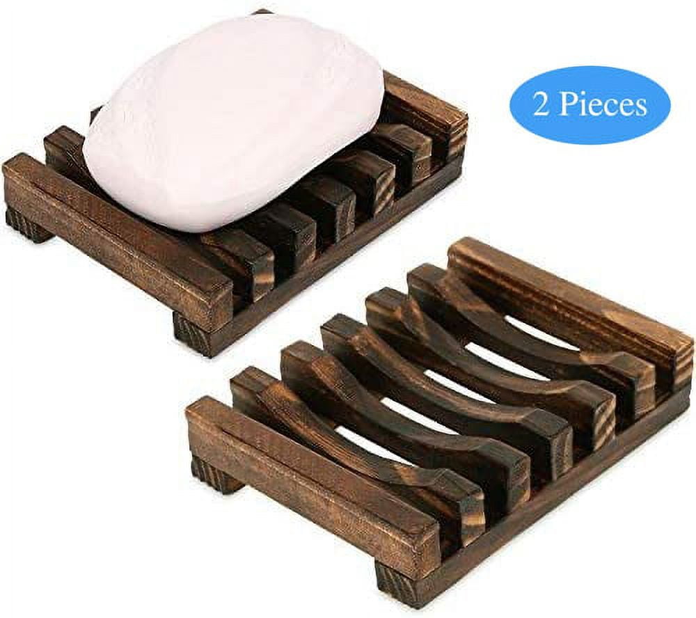 Amerteer 2 Pack Soap Dish Wooden Soap Saver Holder Soap Tray for ...