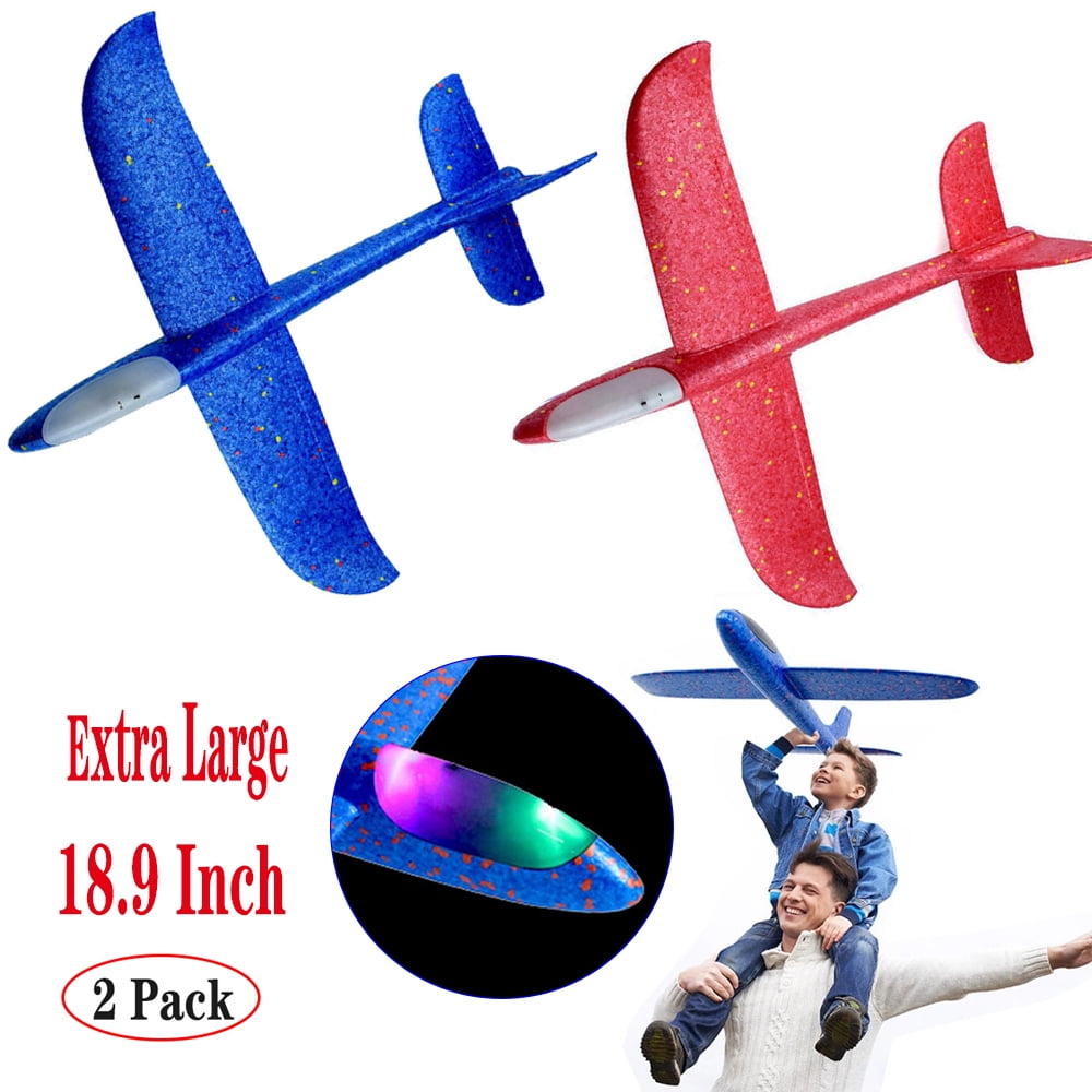 Amerteer 2 Pcs Airplane Toys, Upgrade 18.9" Large Throwing Foam Plane ...