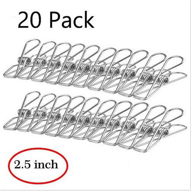 Amerteer 20 Pack Stainless Steel Clothes Pins, Utility Clips Hooks ...