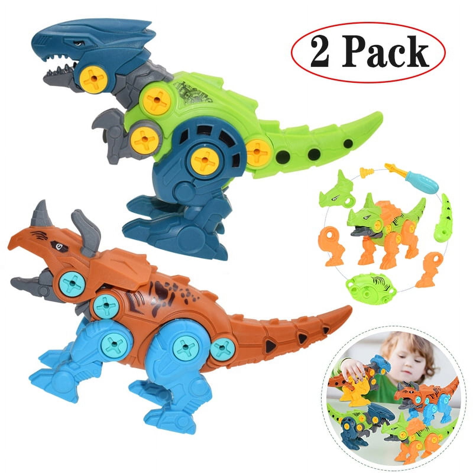 Amerteer 2Pcs Dinosaur Toys STEM - Take Apart Building Play Set, Fun ...