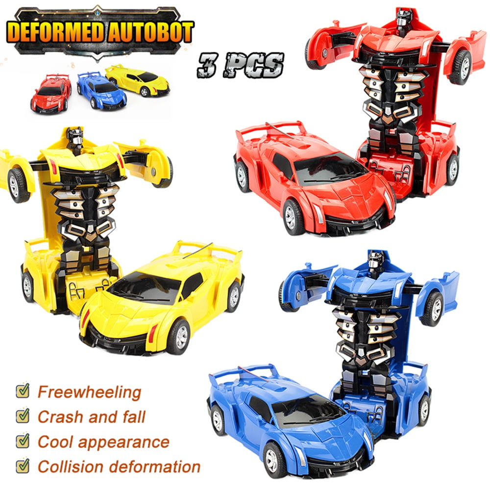 Amerteer 3 Pack Trading Robot Car Transforming Robot Toys 2 in 1 Button ...