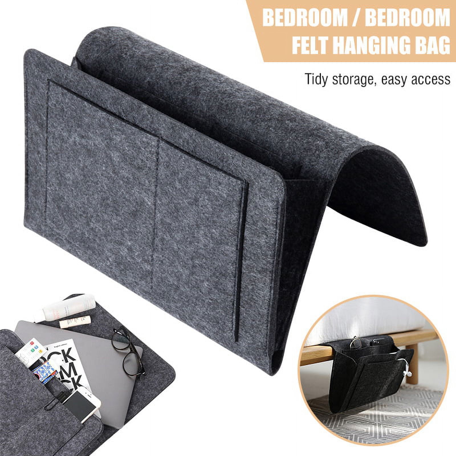 Amerteer Bedside Caddy, Felt Bed Storage Organizer Hanging Bag Holder ...