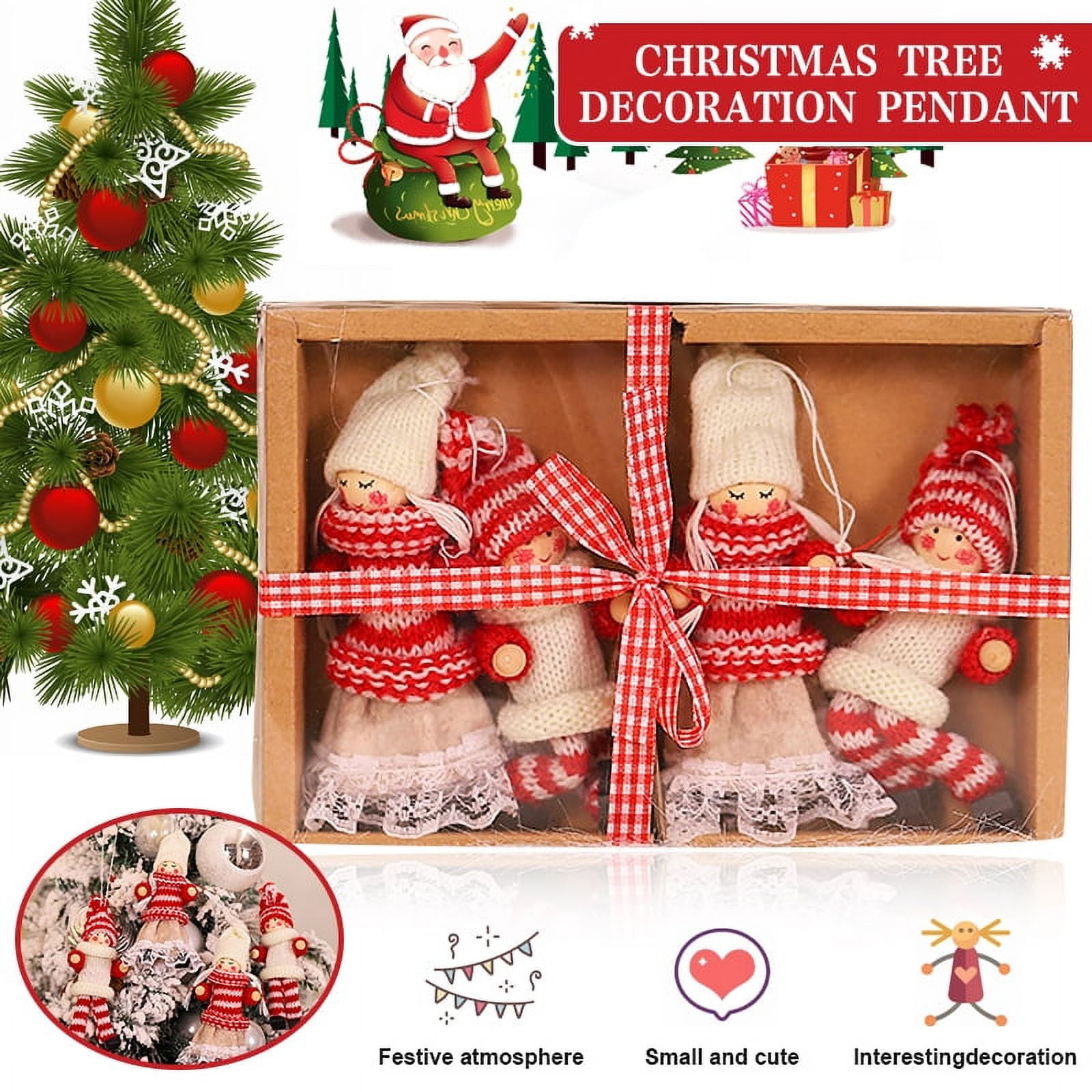 Amerteer Christmas Decor Boys and Girls 4 Pack Elves Christams Ornaments for Tree Decorations ...