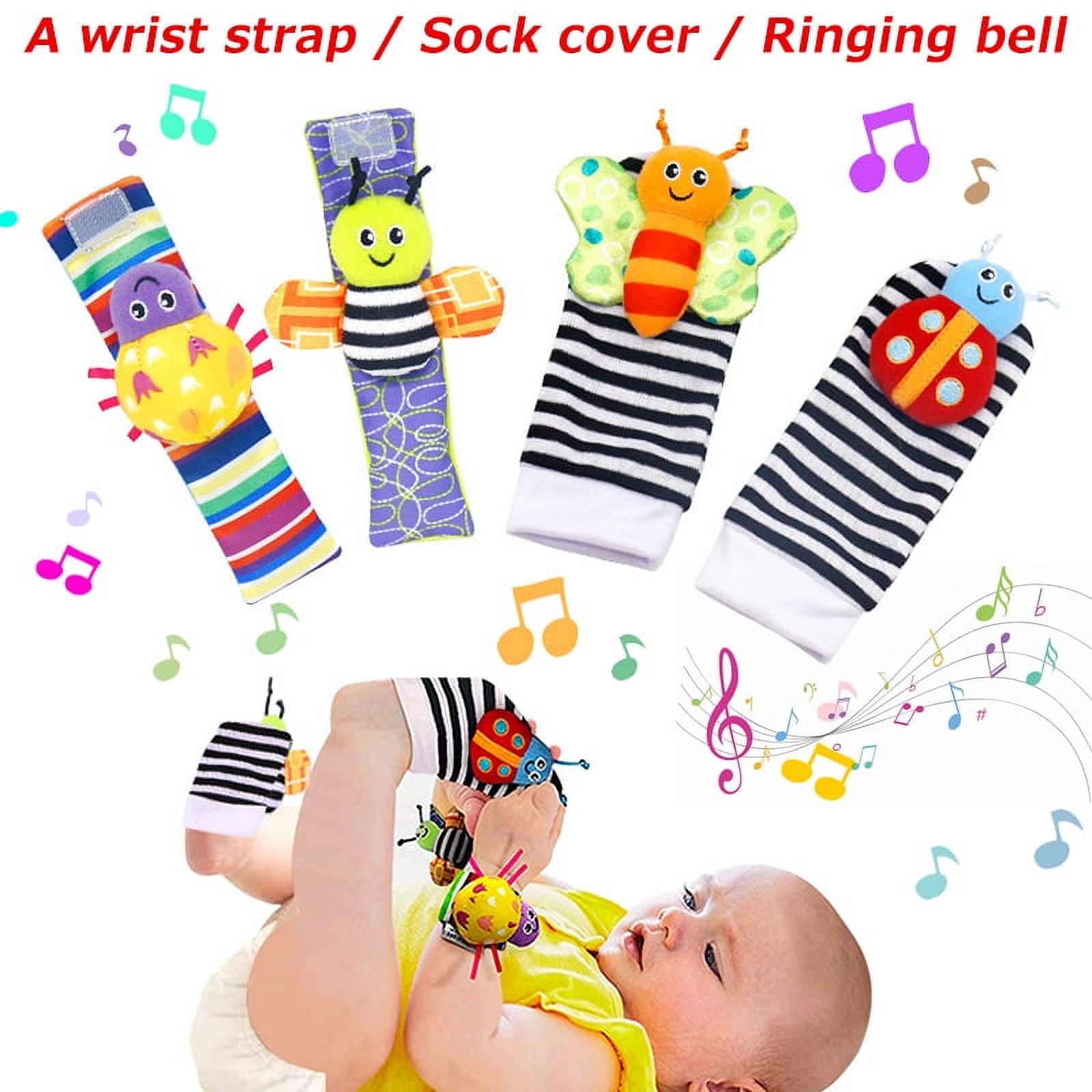 Amerteer Soft Baby Wrist Rattle Foot Finder Socks Set,Cotton and Plush ...