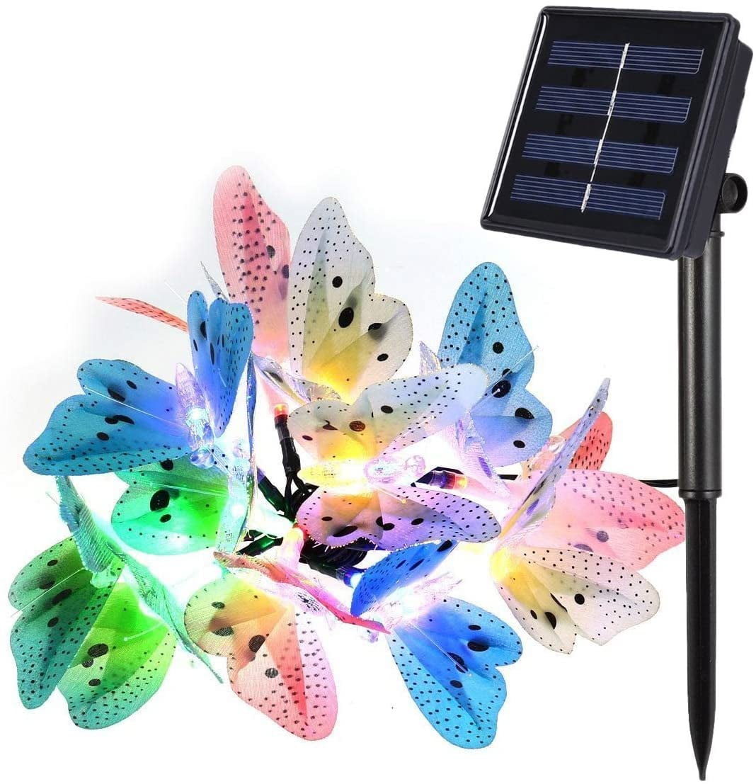 Amerteer Solar String Lights, Color Changing Solar Butterfly Wind ...