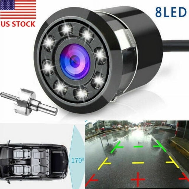 Amerteer Waterproof 170° CMOS Car Rear View Backup Camera Reverse 8 LED ...