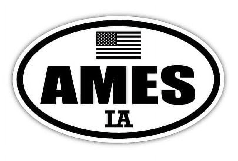 Ames IA Iowa Story County Stealthy Subdued Old Glory US Flag Oval Euro ...