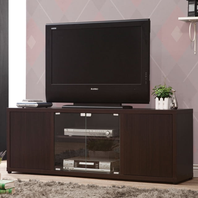 Ames Rectangular TV Console with Magnetic-push Doors Cappuccino ...