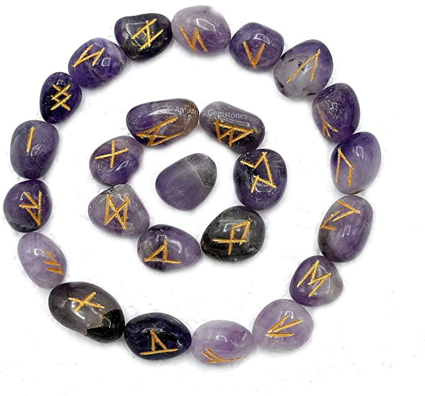 Amethysrt Crystal Runes Stone Set Elder Futhark - Walmart.com